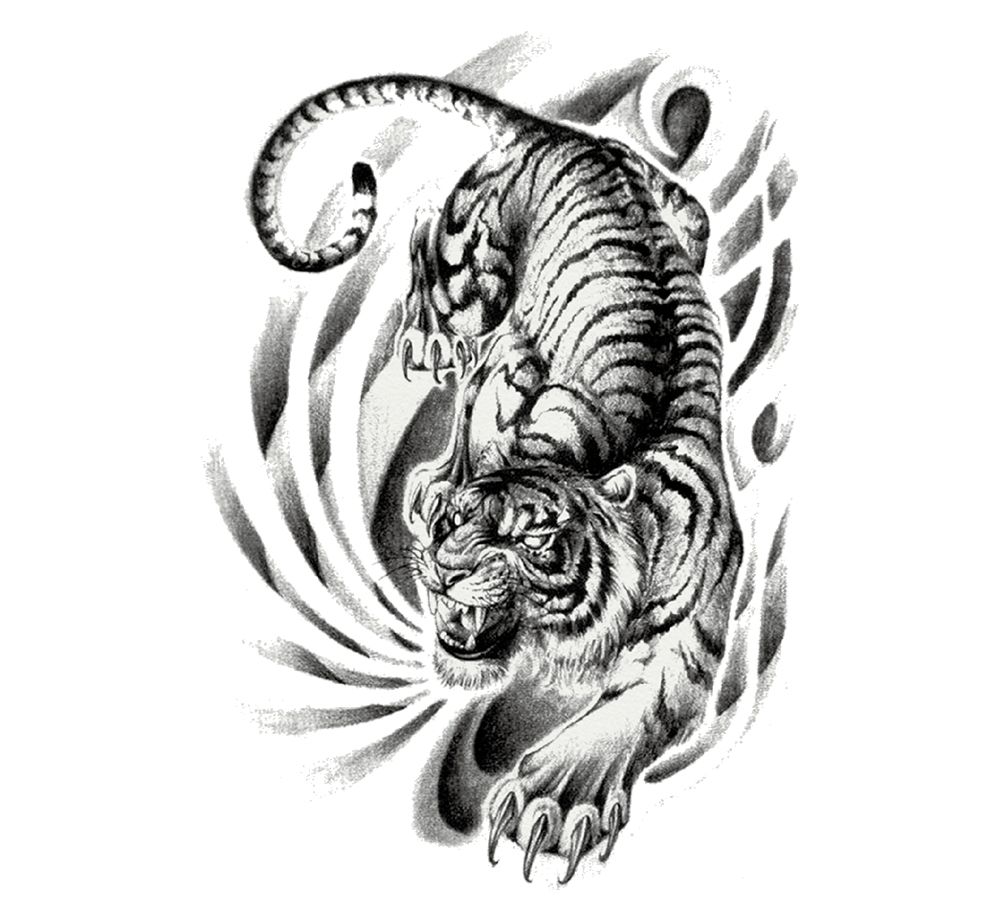 Rug tattoo hunting tiger - Neptattoo.be